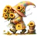 Sunflower Gnome Clipart, Bundle Png, Garden Clipart, Spring Gnome Png ...