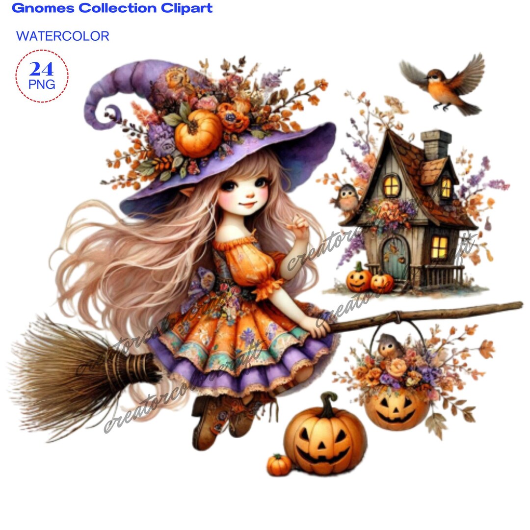 Halloween Gnome Clipart, Nursery Art,digital Download,card Making,cute ...