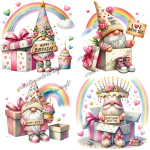 Birthday Gnome Clipart, Happy Birthday Gnome, Junk Journal, Card Making ...