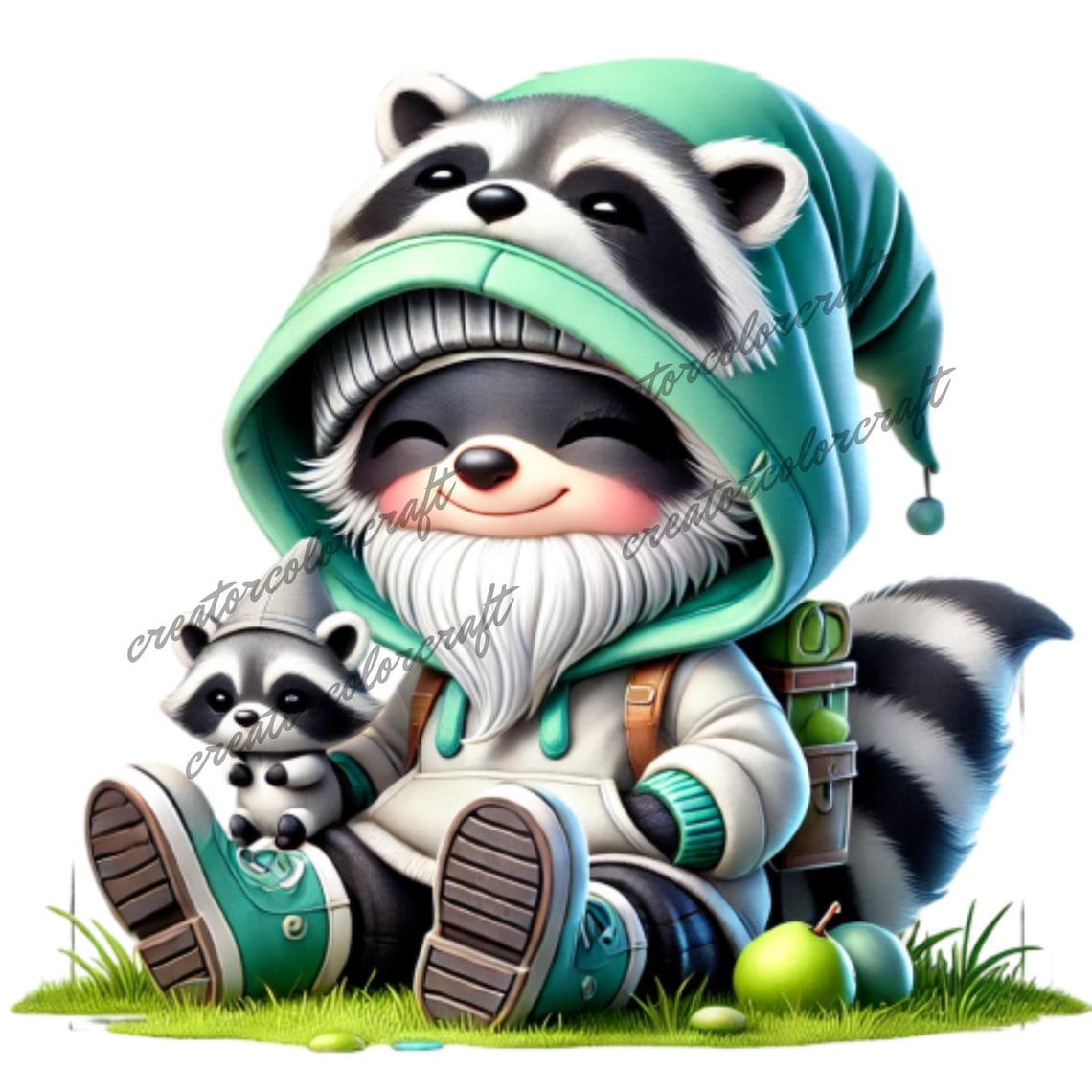 Raccoon Lover Gnome Clipart, Digital Download,animal Farm Gnome ...