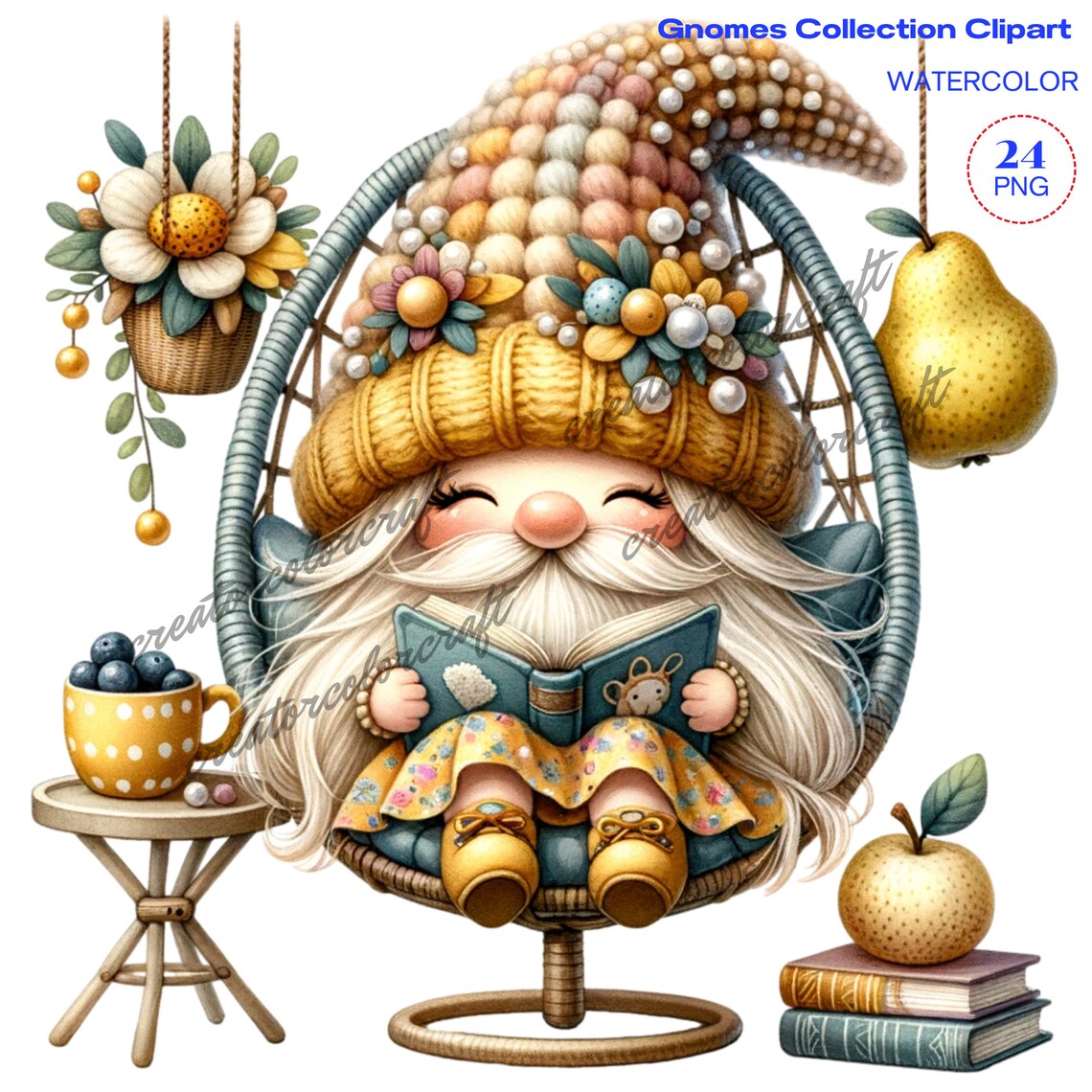 Reading Clipart, Cute Gnomes Clipart, Read Book Clipart, Planner ...