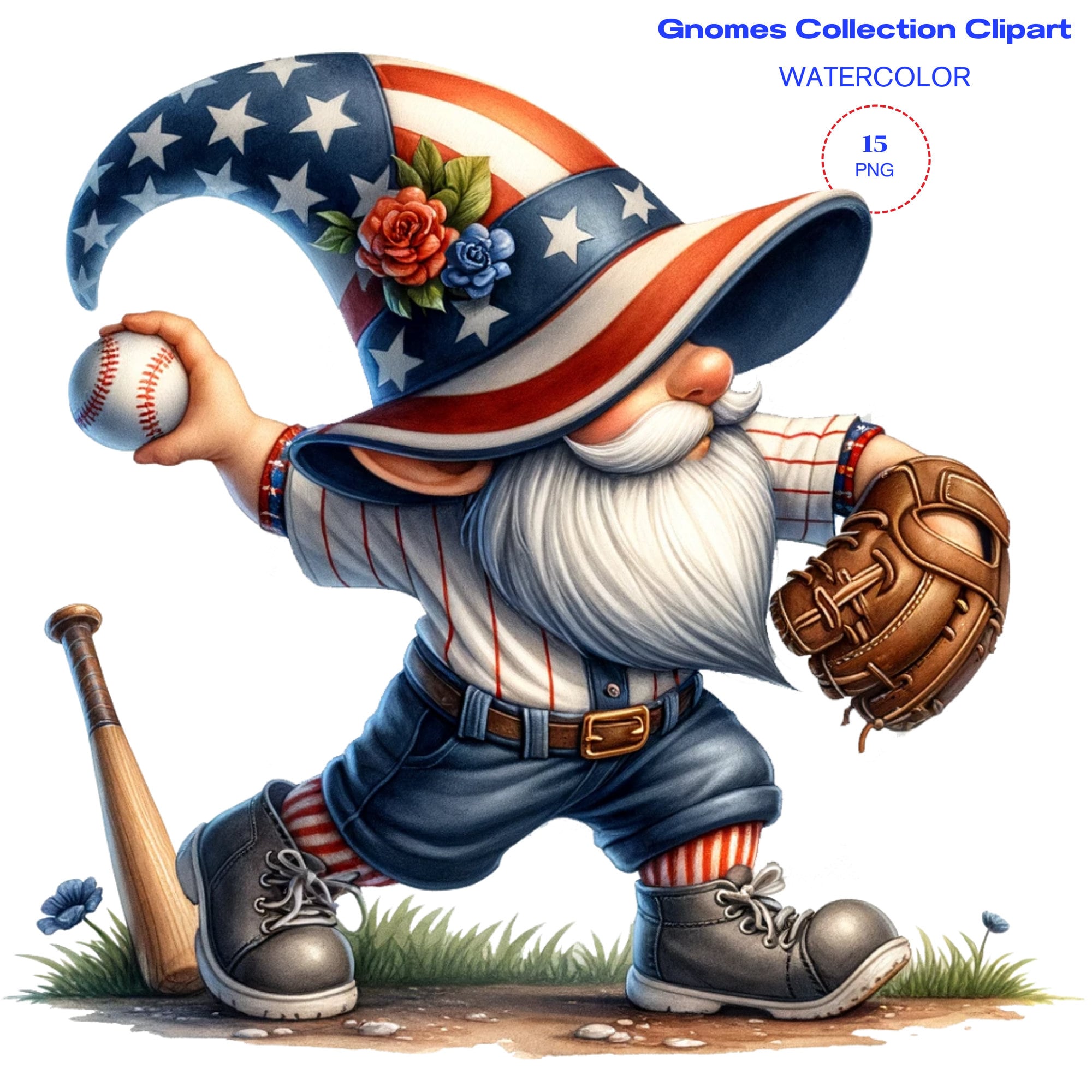Baseball Gnome Clipart, Gnome Png, Digital Download, Baseball Clipart ...