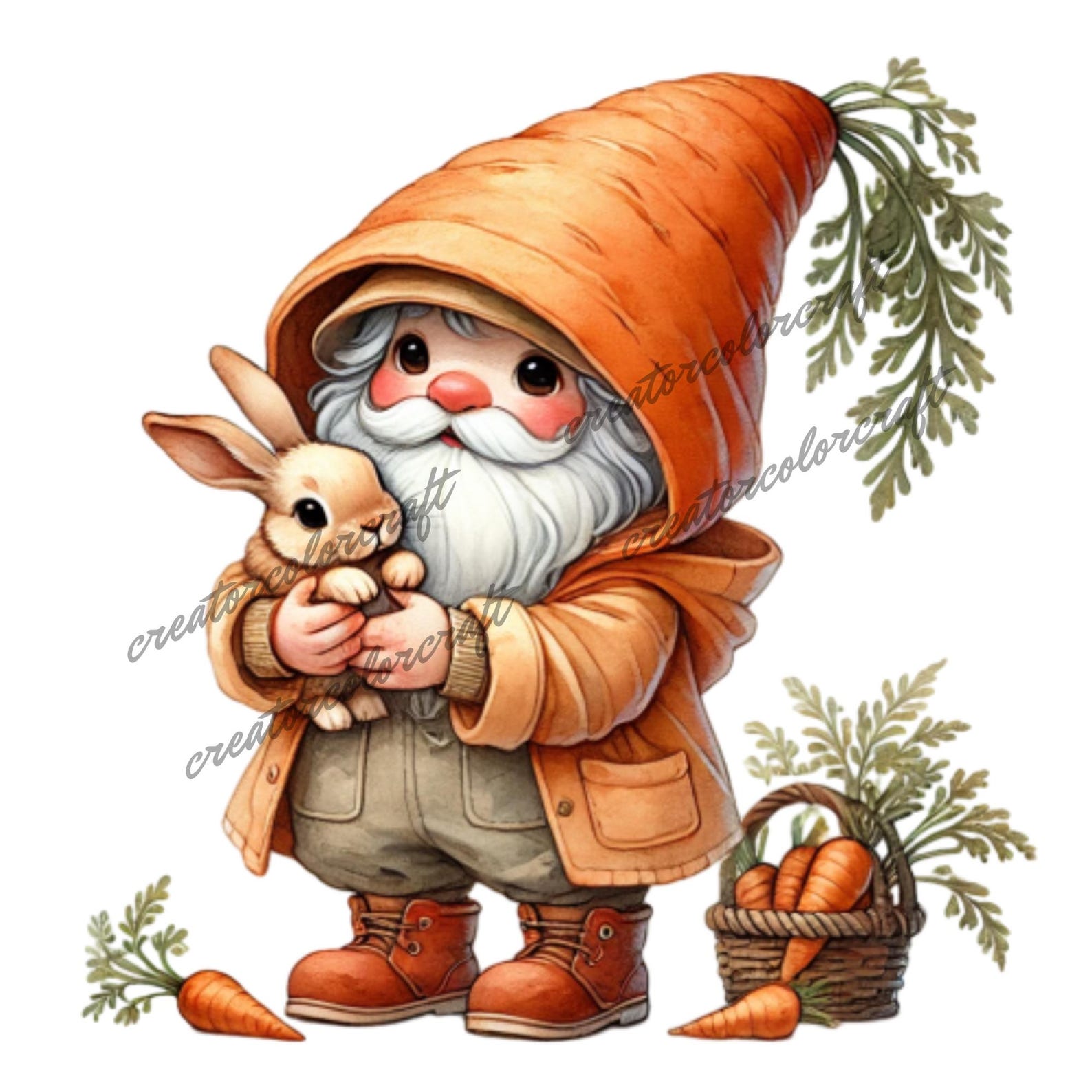 Rabbit Lover Gnome Clipart, Digital Download,animal Farm Gnome,easter ...