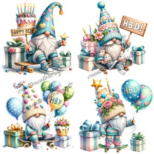 Birthday Gnome Clipart, Happy Birthday Gnome, Junk Journal, Card Making ...