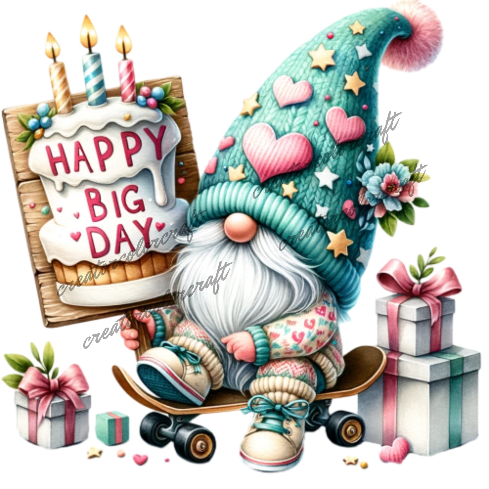 Birthday Gnome Clipart, Happy Birthday Gnome, Junk Journal, Card Making ...