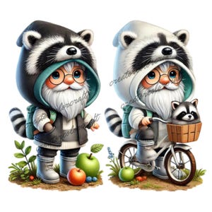 Raccoon Lover Gnome Clipart, Digital Download,animal Farm Gnome ...