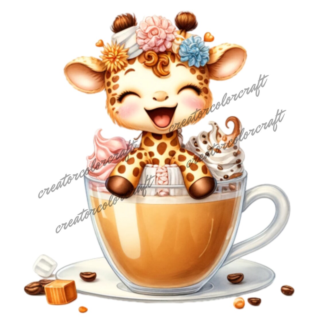 Coffee Giraffe Clipart, Watercolor Gnome,watercolor Clipart Bundle, Instant Download, Scrapbook ...