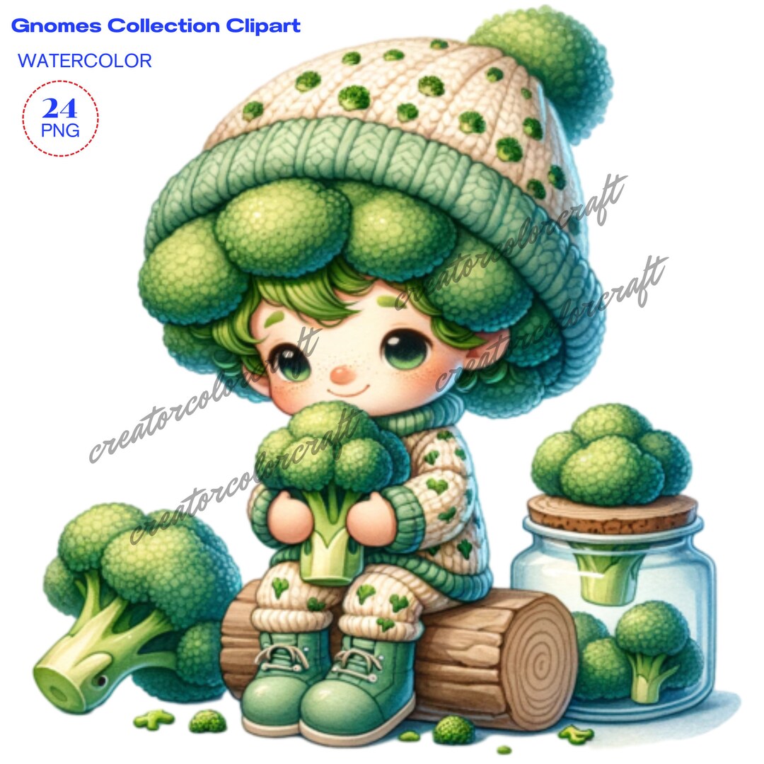 Broccoli Baby Gnome Clipart, Sublimation, Corn Gnome Png, Gnome ...