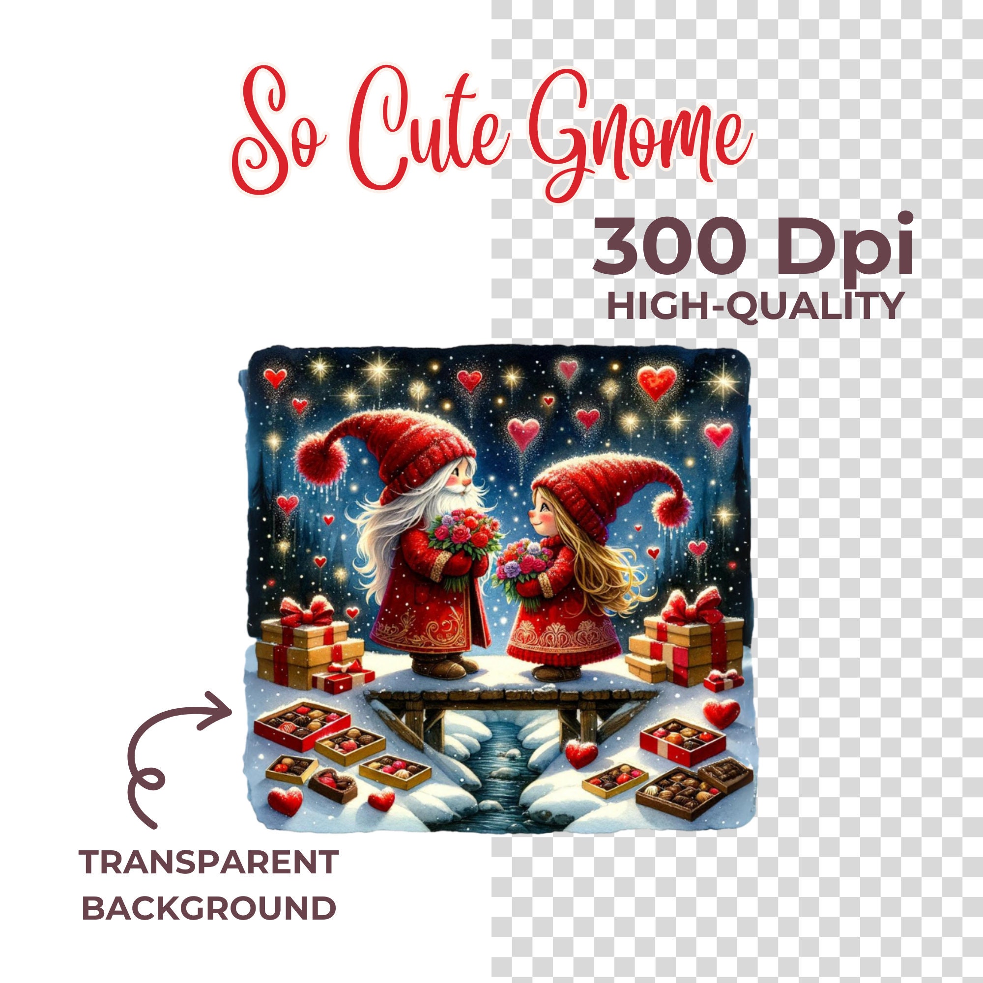 Valentines Gnomes Clipart, Watercolor PNG (commercial Use) - Etsy