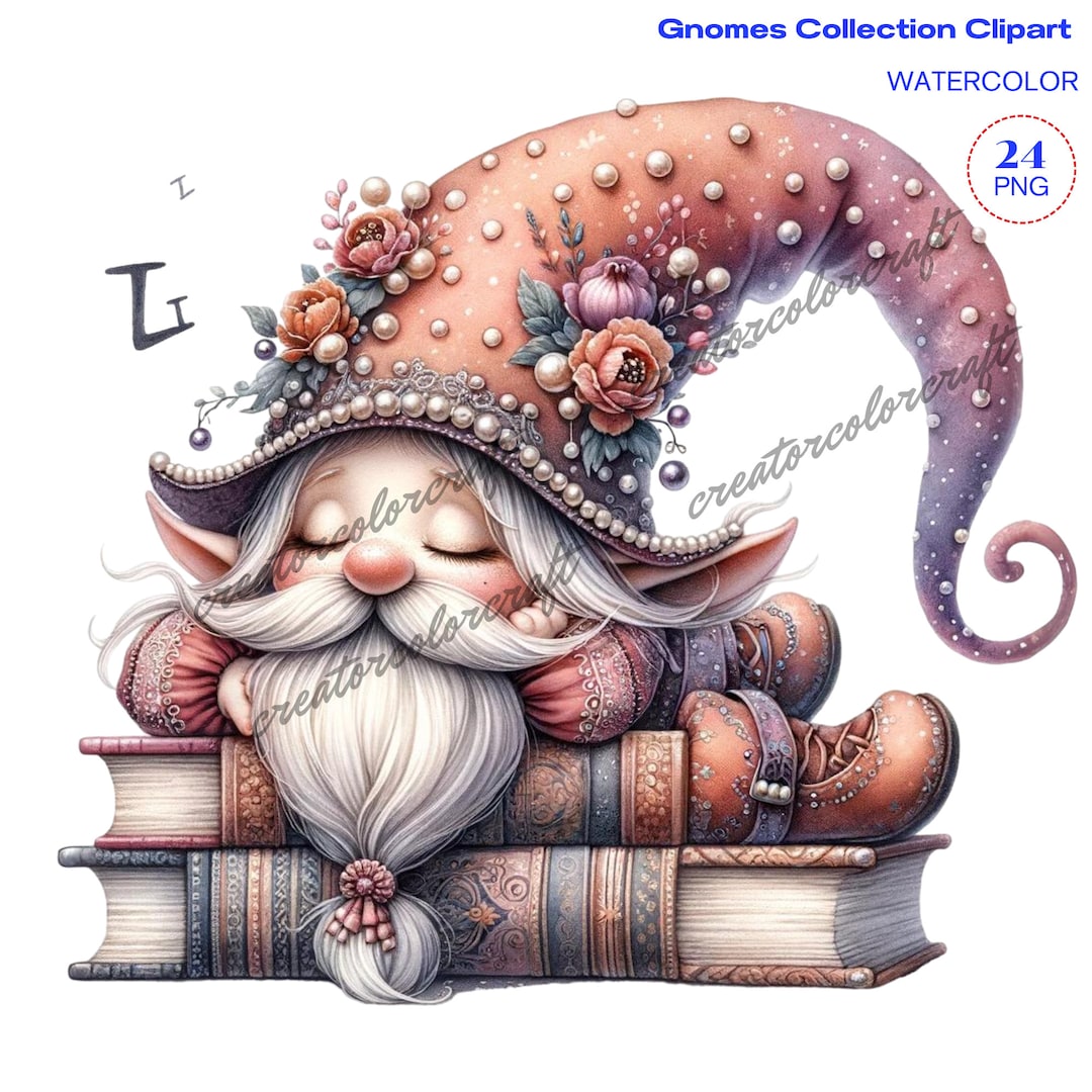 Reading Clipart, Book Gnome Clipart, Library Clip Art, Book Lover Gnome ...