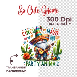 Cinco De Mayo Gnome Png, Mexican Gnome Png, Gnome Clipart, Mexico ...