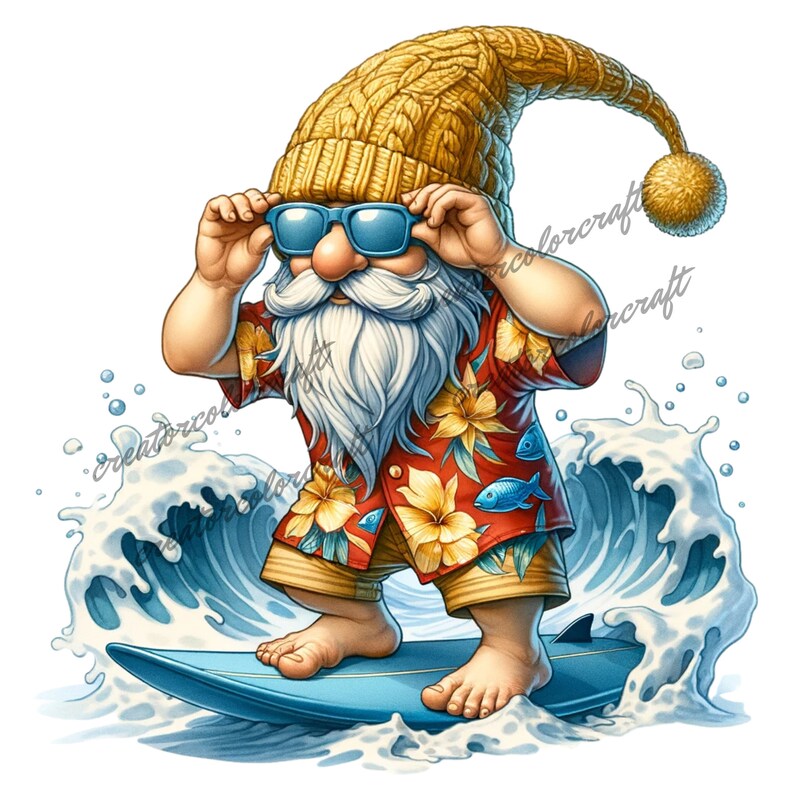 Summer Beach Gnome Watercolor Clipart Png, Sea Summer Gnome, Nature ...