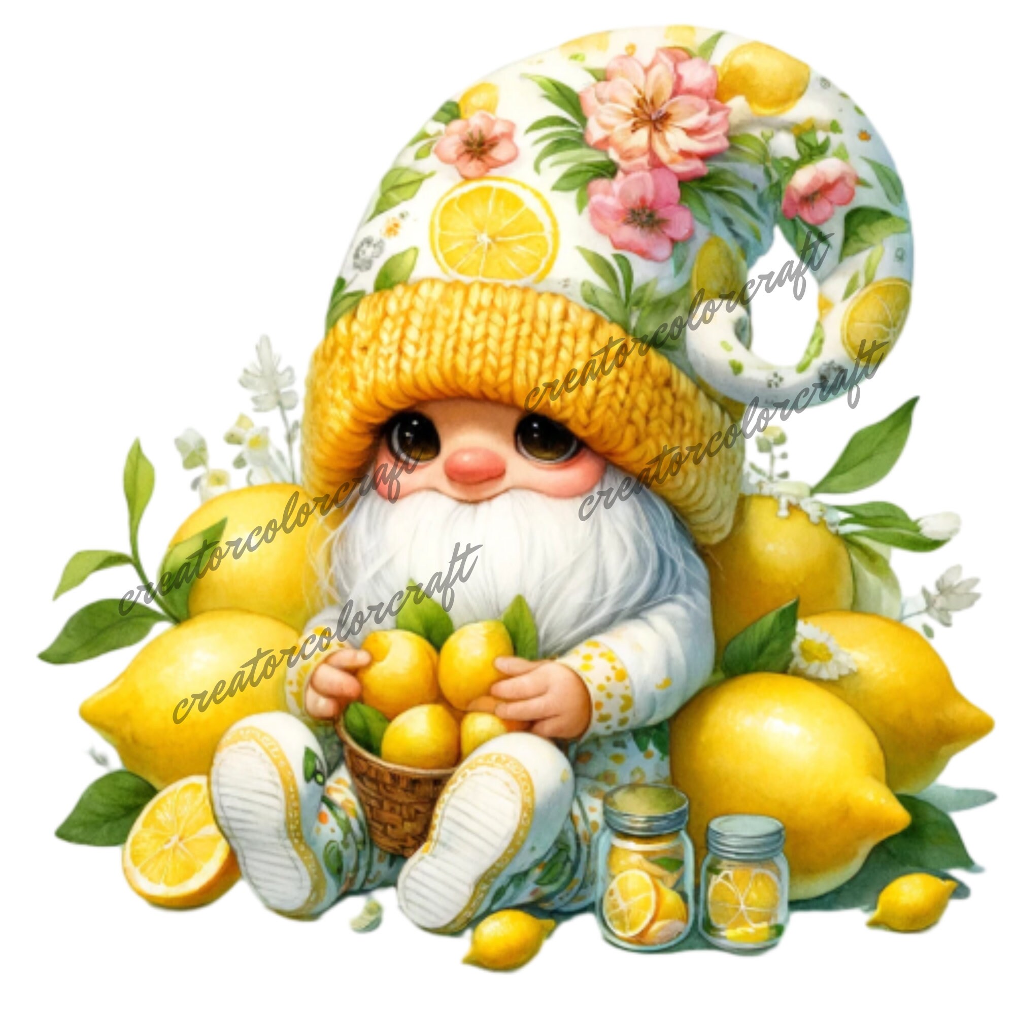 Lemon Gnome Clipart, Sublimation Designs, Lemon Gnome Png, Gnome ...