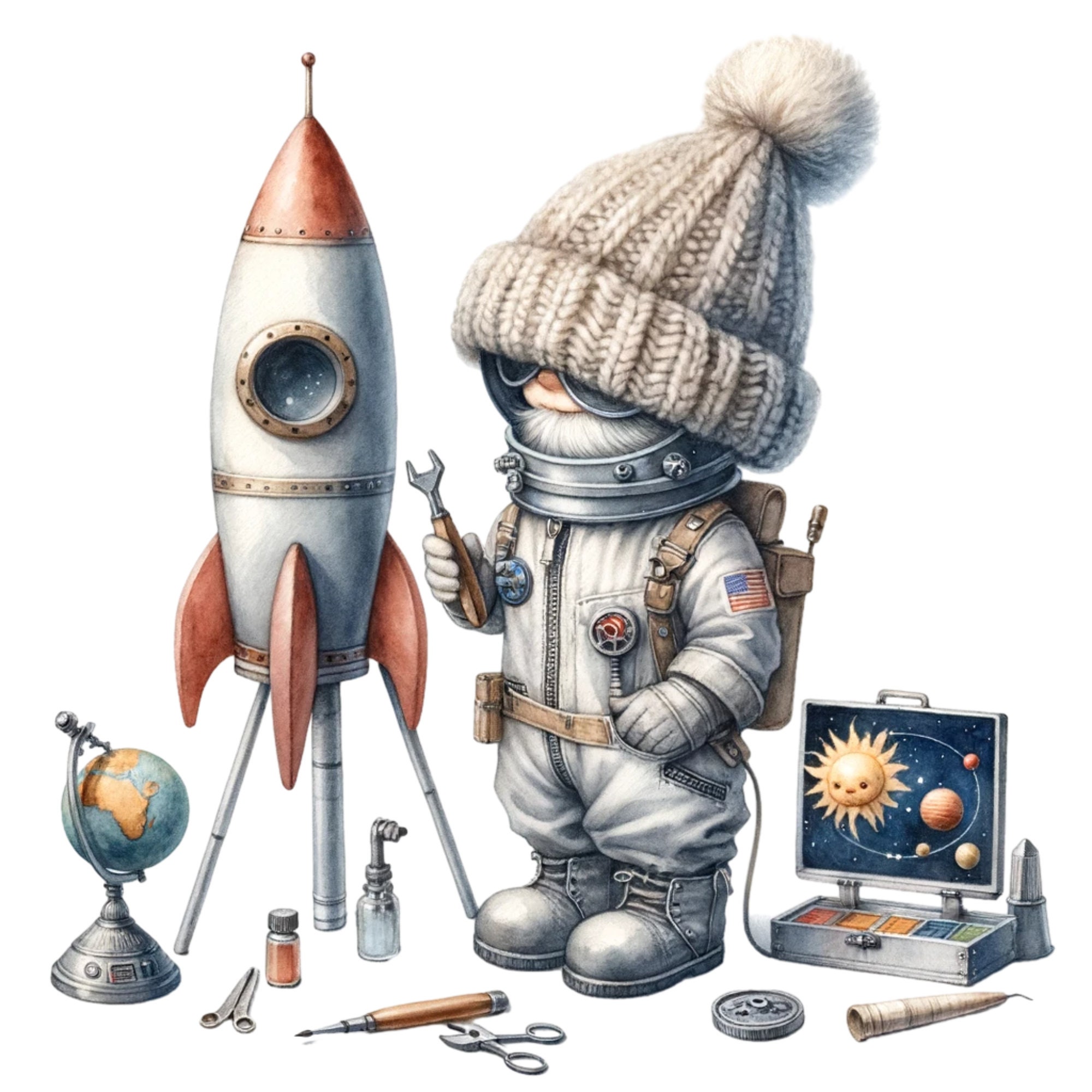 Space Gnome, Space Gnome Png, Rocket Gnome, Cute Gnomes Clipart, Space ...