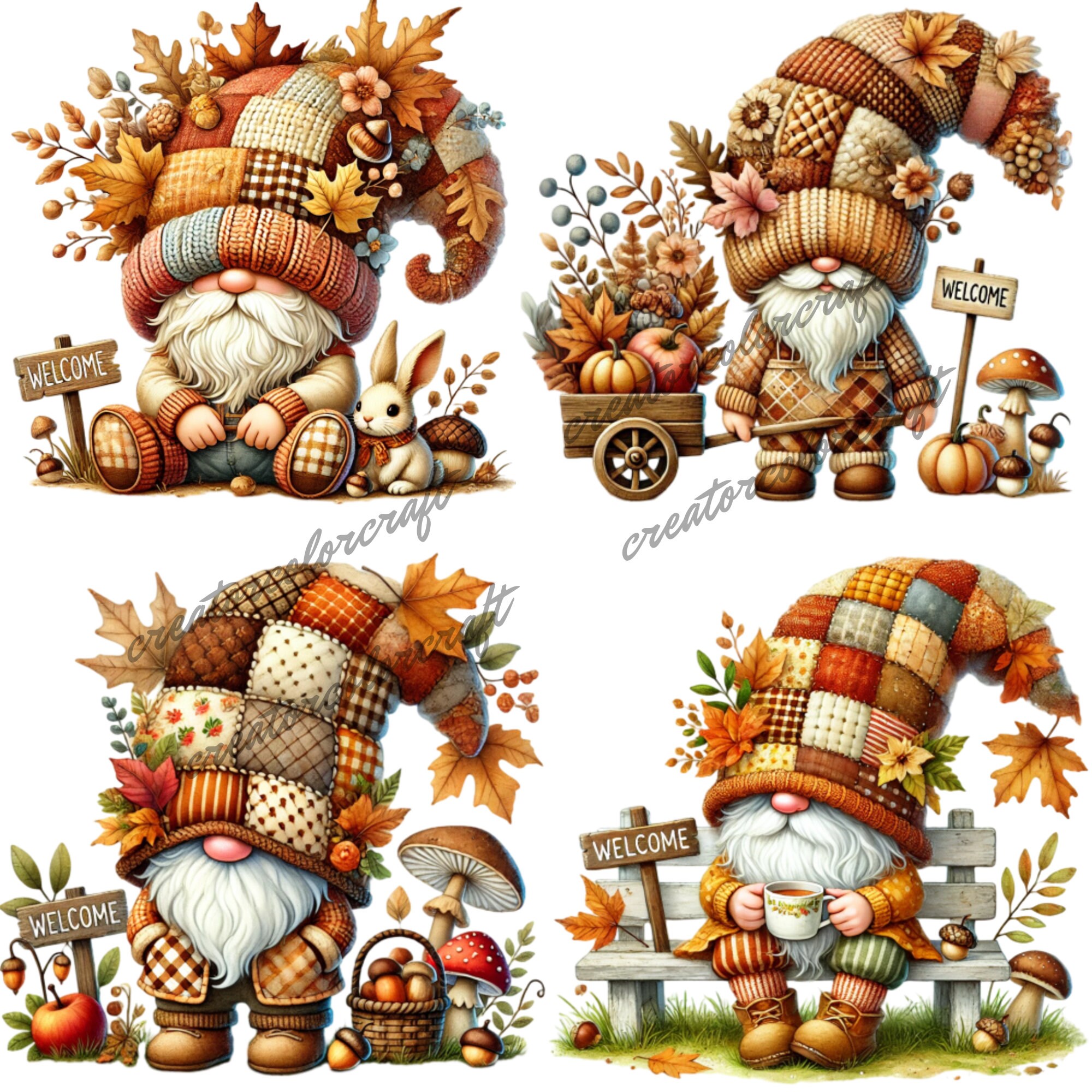 Fall Gnomes Clipart PNG Bundle, Fall Gnome Png, Autumn Gnome Png, Gnome ...