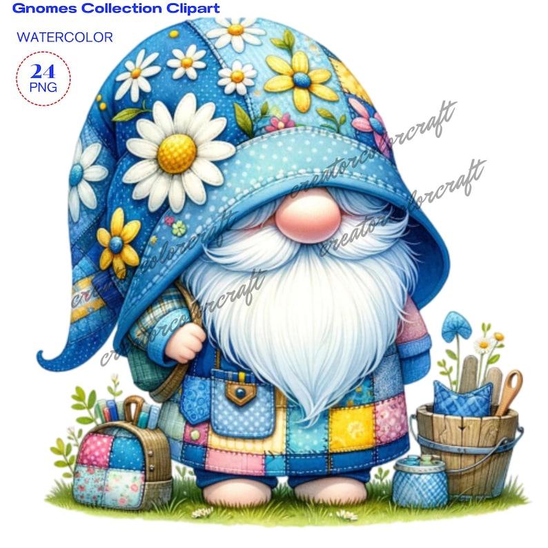 Patchwork Gnome Clipart, Sewing Gnome Clipart, Quilt Gnomes Clipart, Crafting Clipart, Knitting ...
