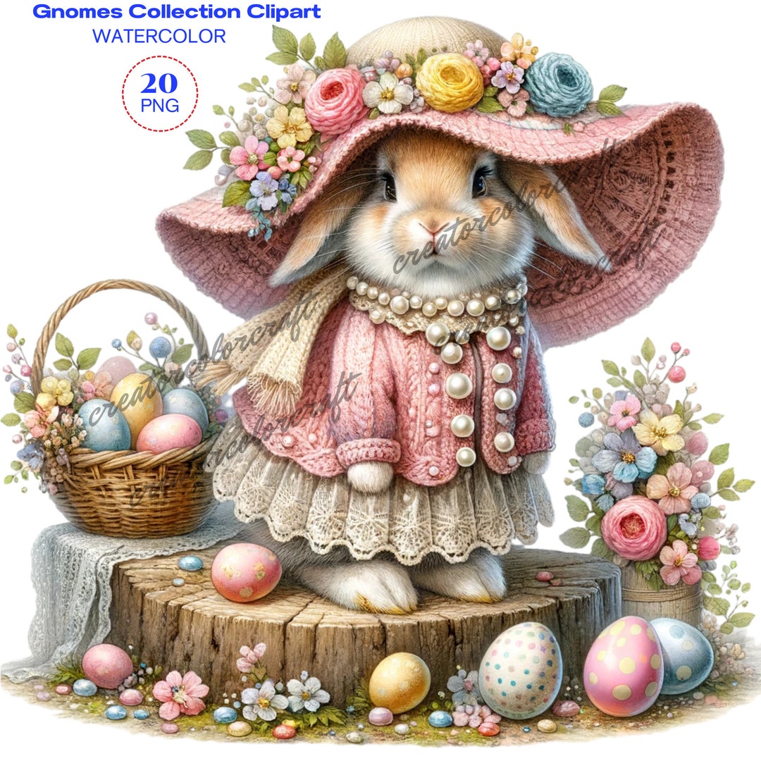 Easter Bunny Clipart, Garden Clipart, Spring Gnome Png Graphics, Gnome ...