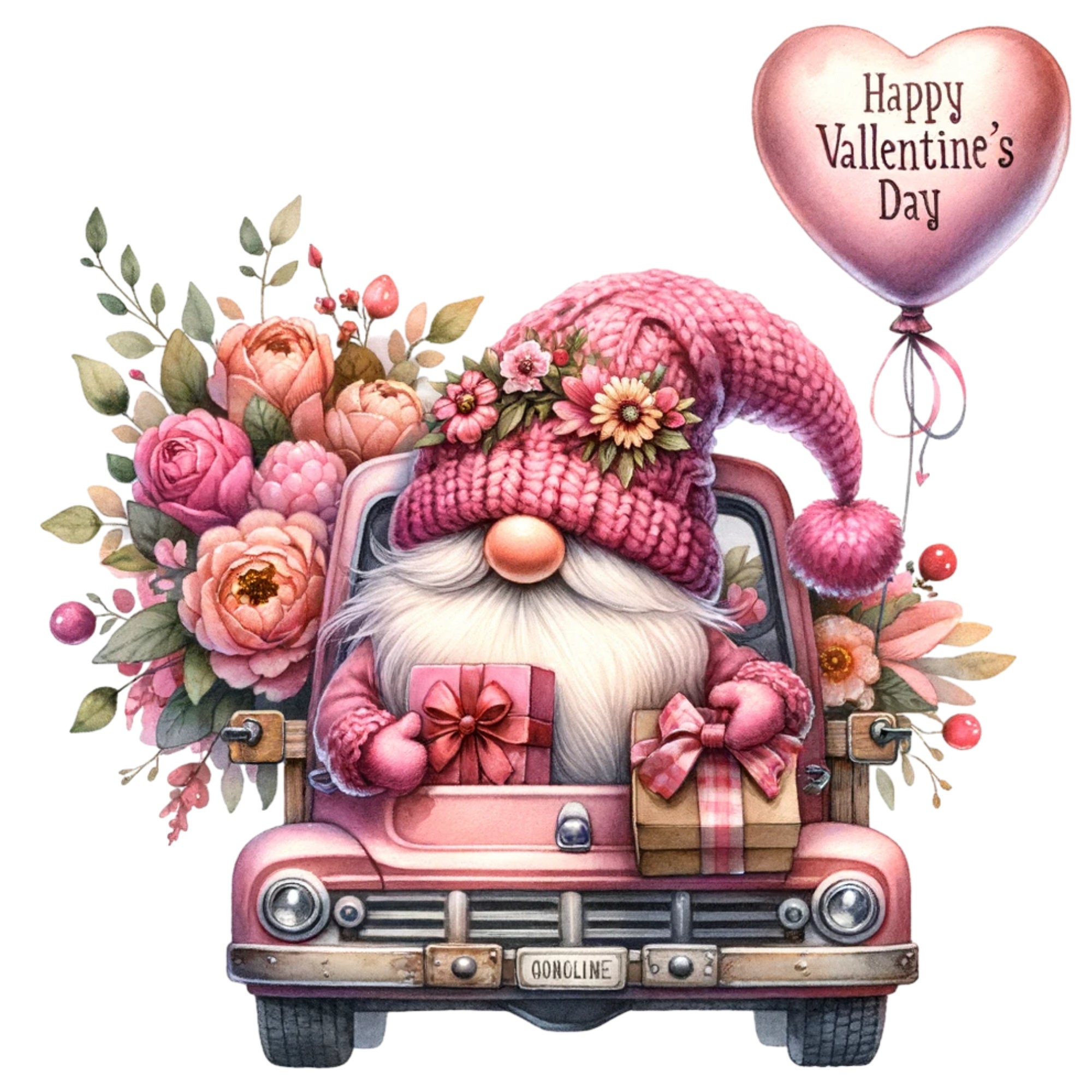 Valentines Gnomes Clipart, 12 PNG Gnomes Clipart, Cute Valentine Gnome ...