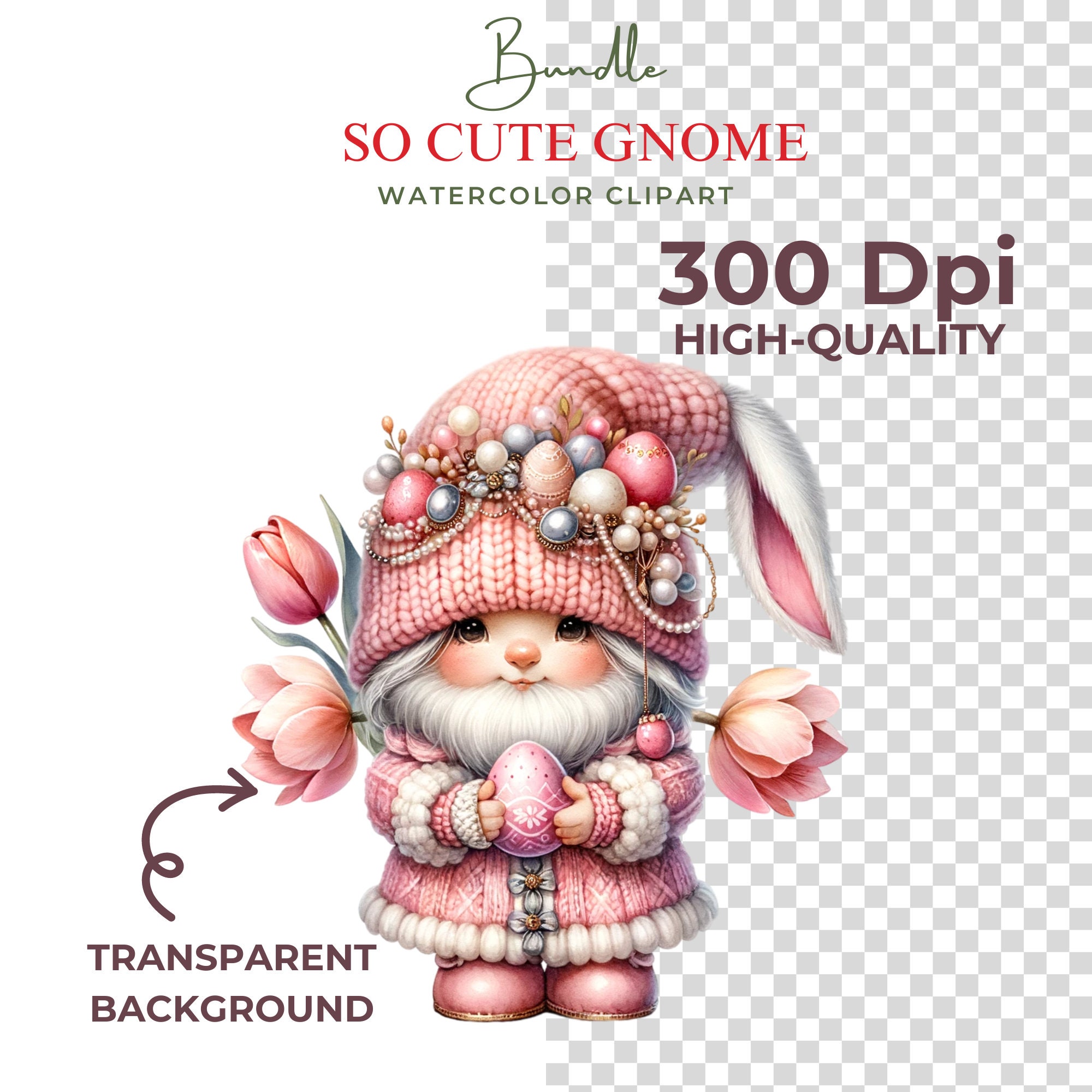 Easter Gnomes Clipart, 12 High Quality Pngs, Nursery Art, Digital ...