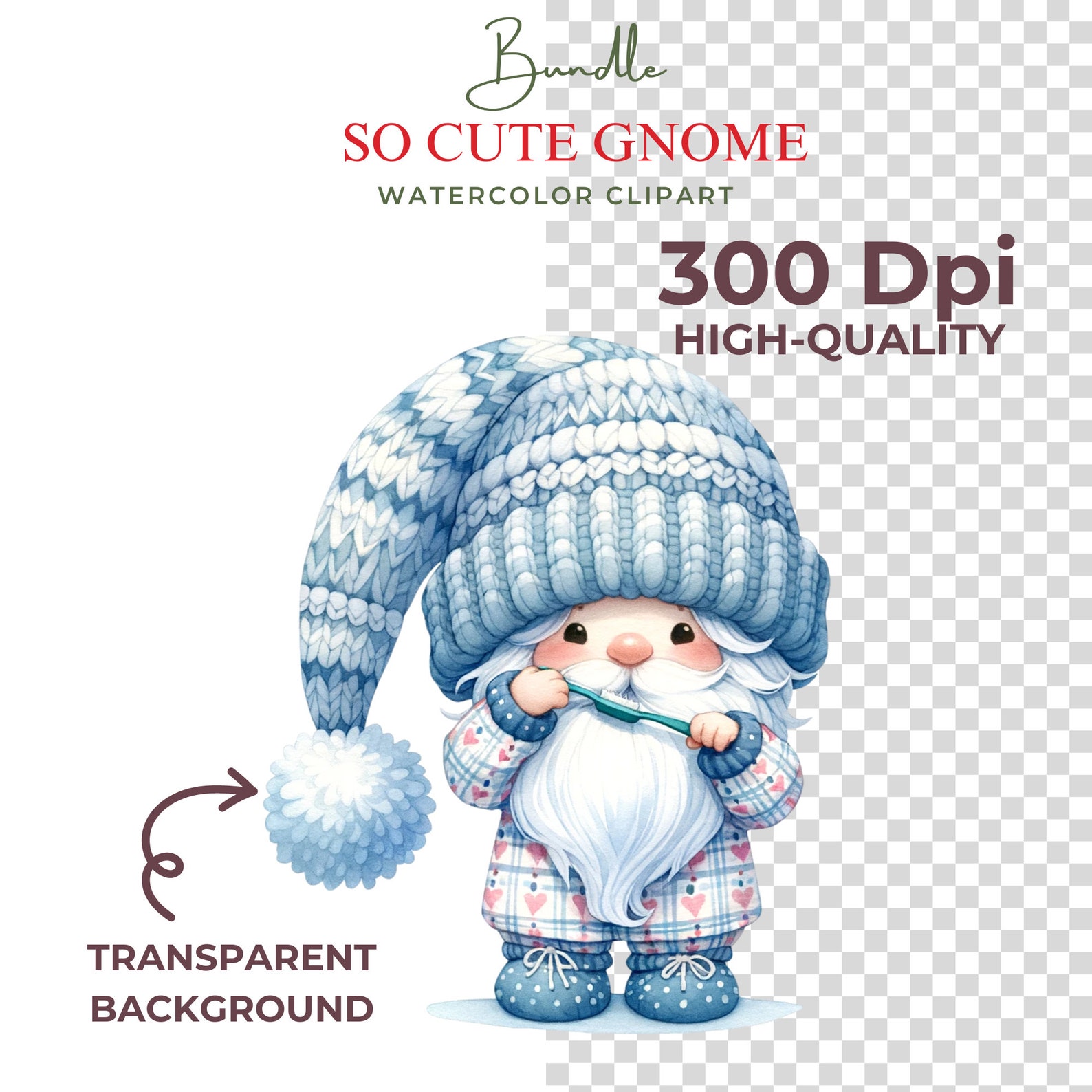 Pajamas Gnome Clipart PNG Bundle, Cute Bed Time Gnomes, Nursery Decor,gnome Lovers,nursery Art ...