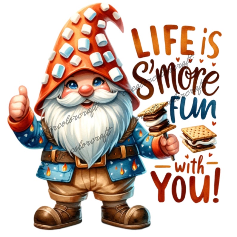 Watercolor S'mores Gnomes, Smores Png, Marshmallow Gnome, Cute Gnomes ...