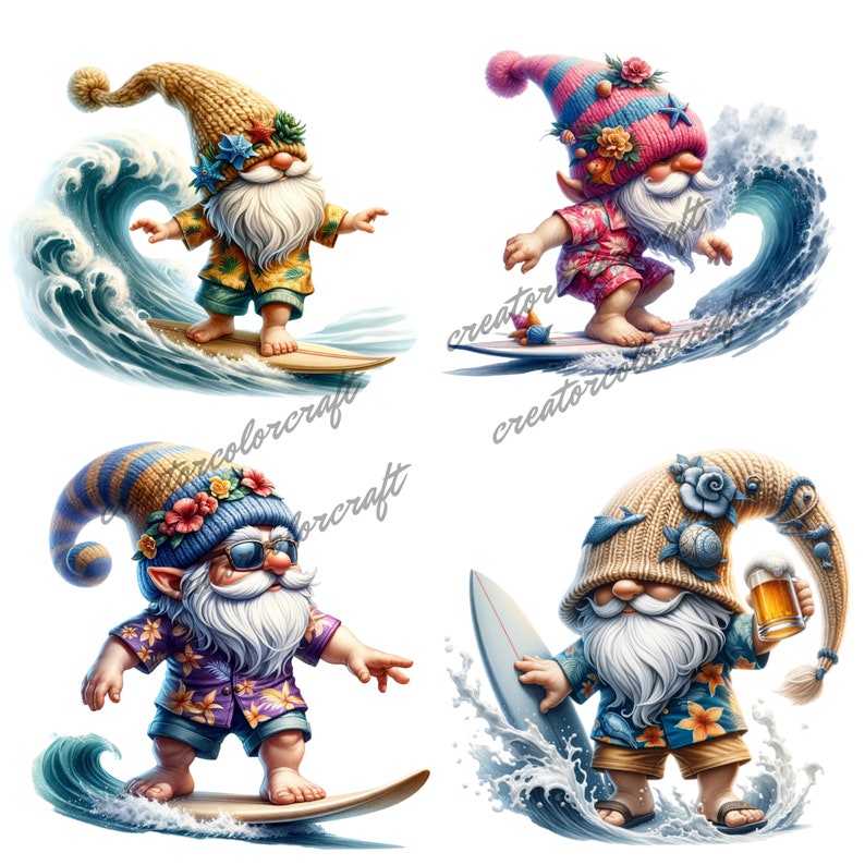 Summer Beach Gnome Watercolor Clipart Png, Sea Summer Gnome, Nature ...