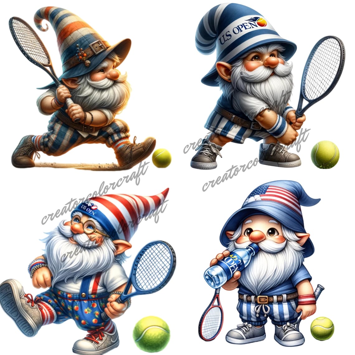 Tennis Gnome Clipart, Cute Gnome, Sports Gnome Clipart,gnomes ...