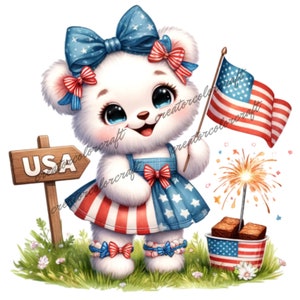 Patriotic Clipart, 4th of July Clipart, Teddy Bear, Patriotic Bear ...