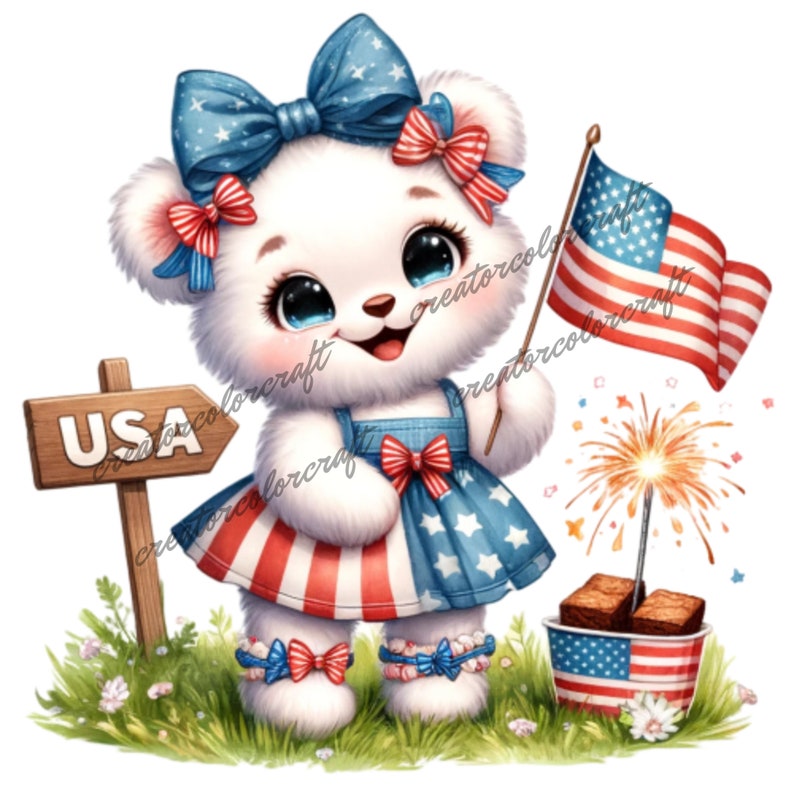 Patriotic Clipart, 4th of July Clipart, Teddy Bear, Patriotic Bear ...