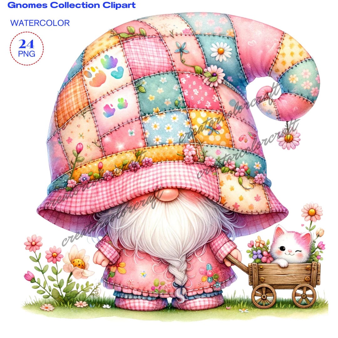 Cat Lover Gnome Clipart, Cat Png, Digital Download, Animal Farm Gnome ...