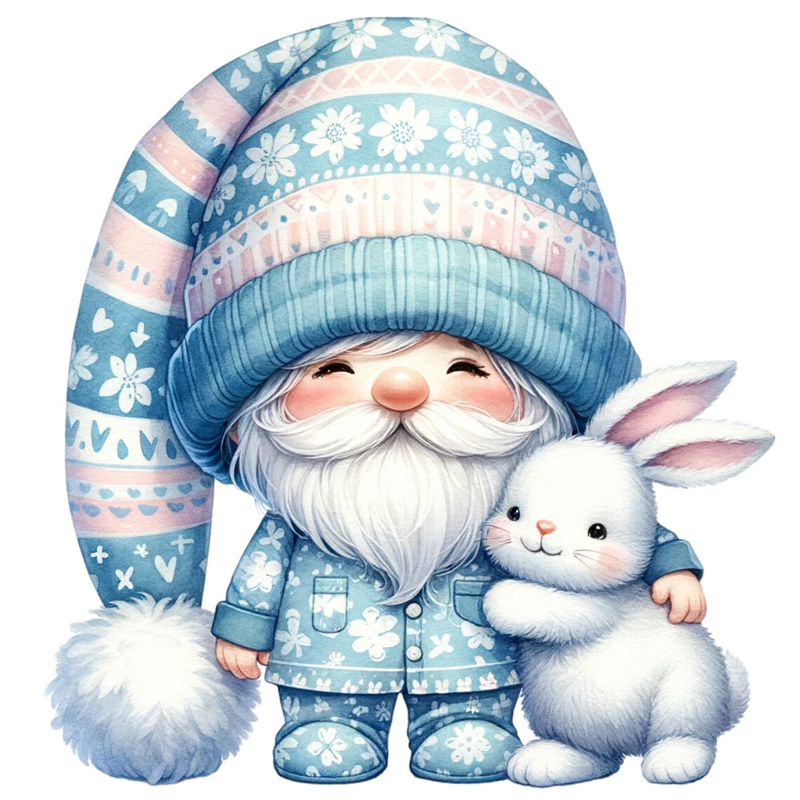 Pajamas Gnome Clipart PNG Bundle, Cute Bed Time Gnomes, Nursery Decor ...