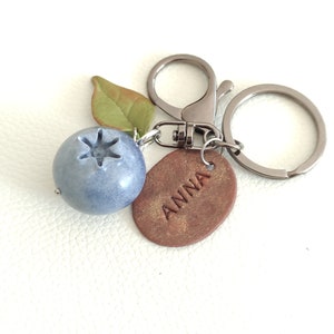 Handmade Personalized Blueberry Keychain, Blueberry Bag Charm, Berry ...