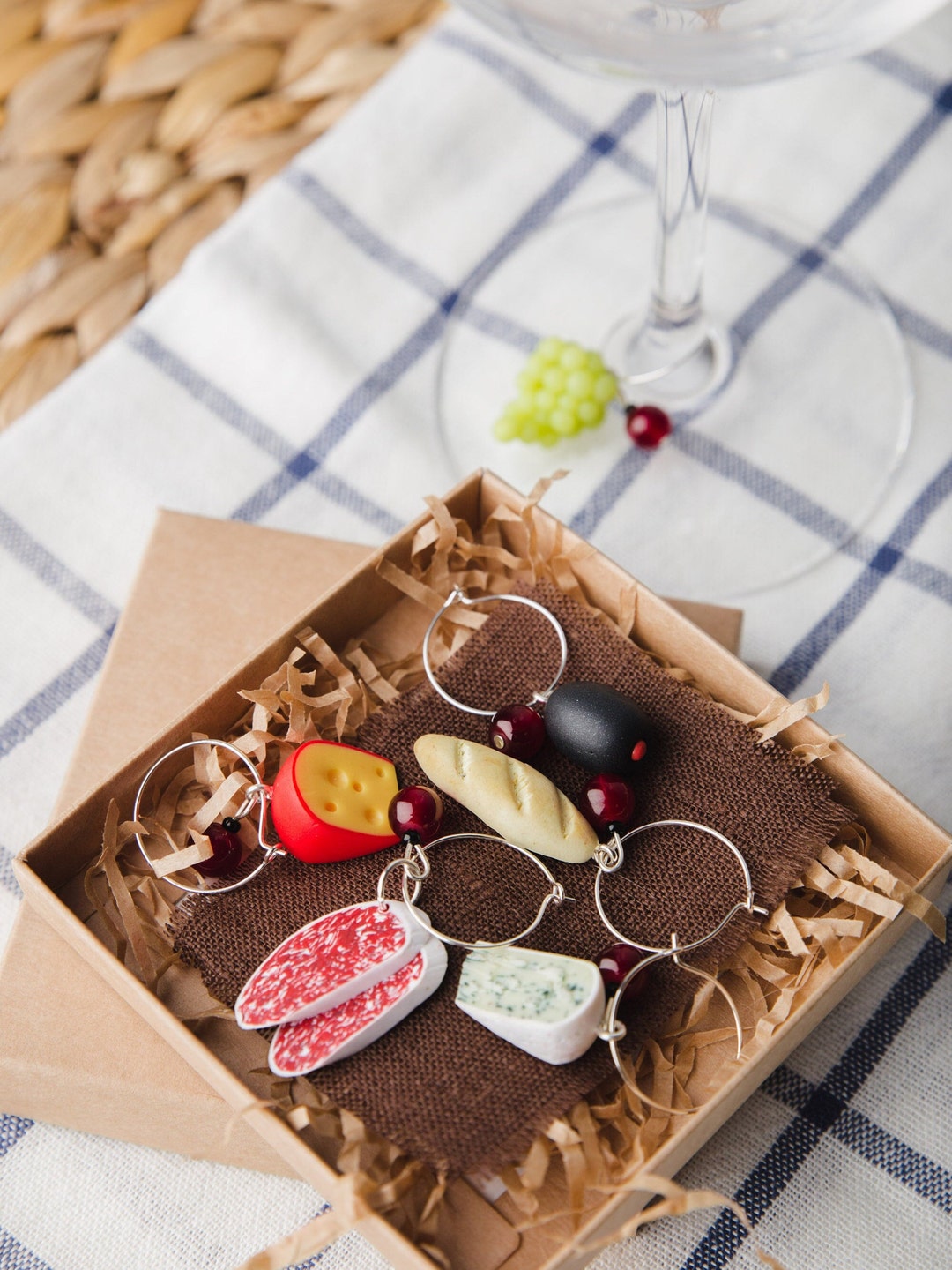 Handmade Wine Glass Charms, Table Decoration, Gift for Wine Lowers ...