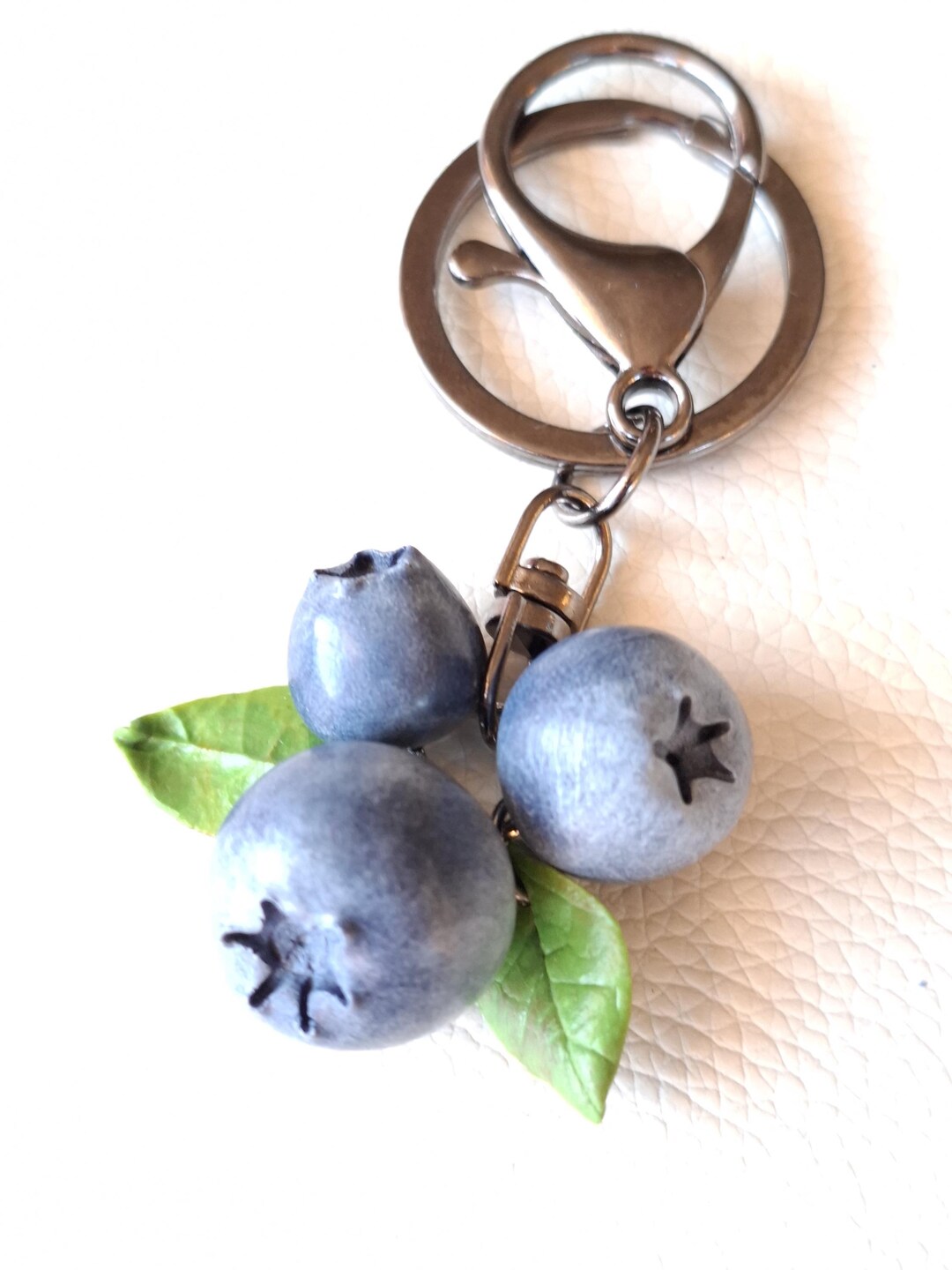 Handmade Blueberry Keychain, Blueberry Bag Charm, Blueberry Purse Charm ...