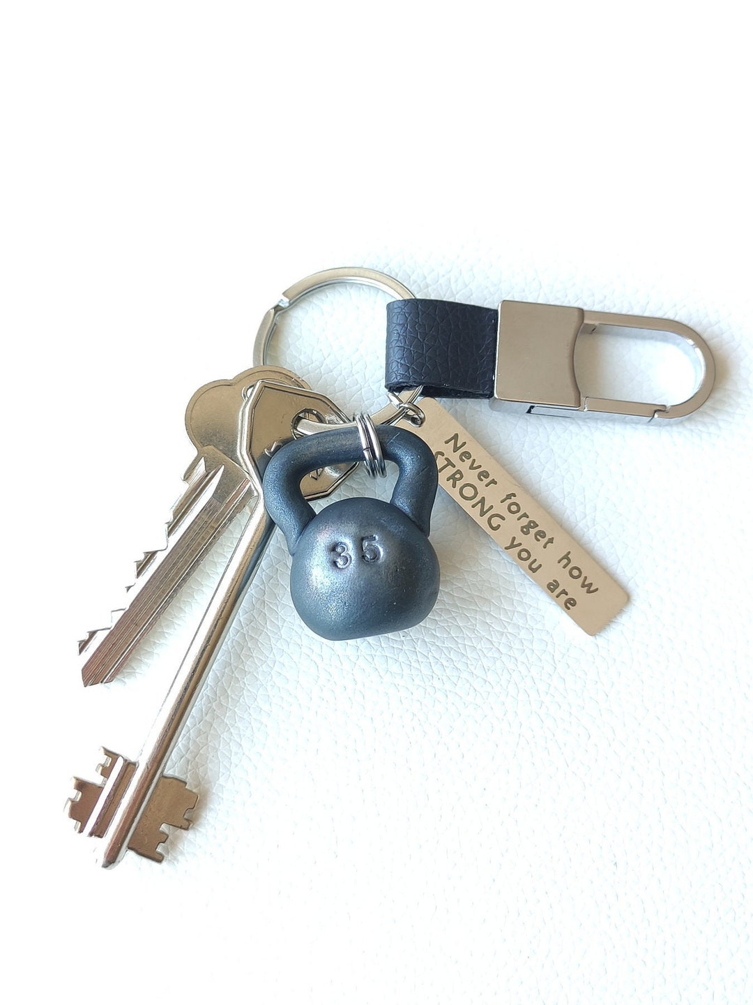 Handmade Kettlebell Keychain, Birthday Gift for Man, Carabiner Keyring ...