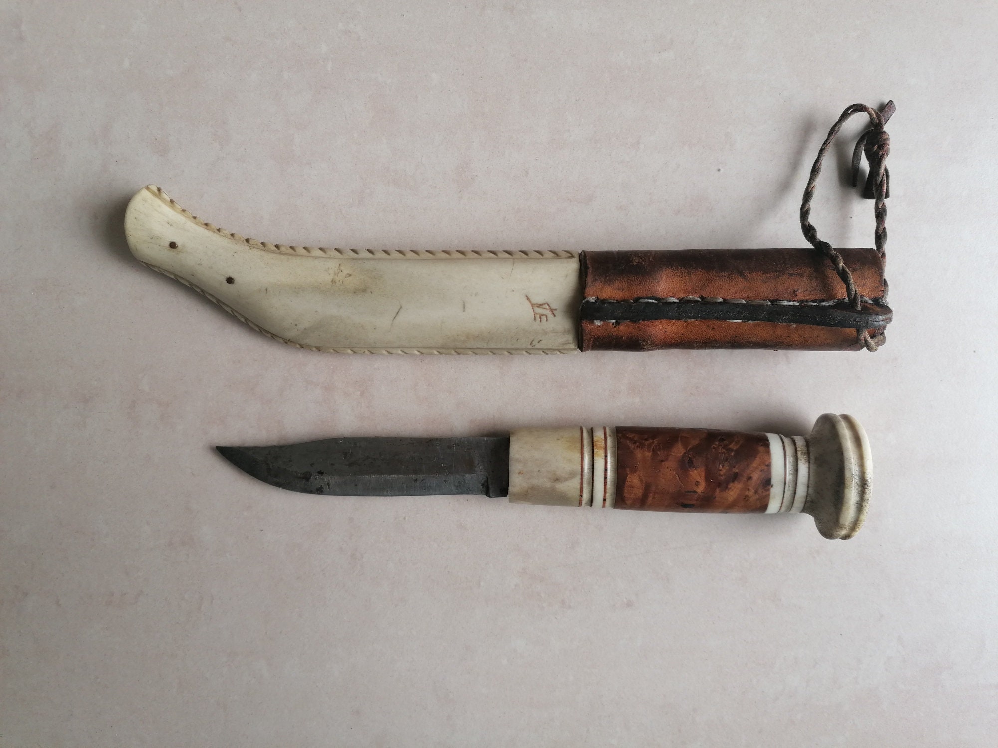A Large Antique Handcrafted Signed Nordic Same/sami Knife With Chiseled ...