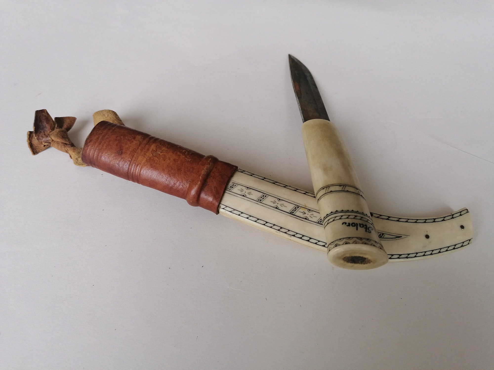 A Unique Handcrafted Signed Nordic Same / Sami Knife With Chiseled ...