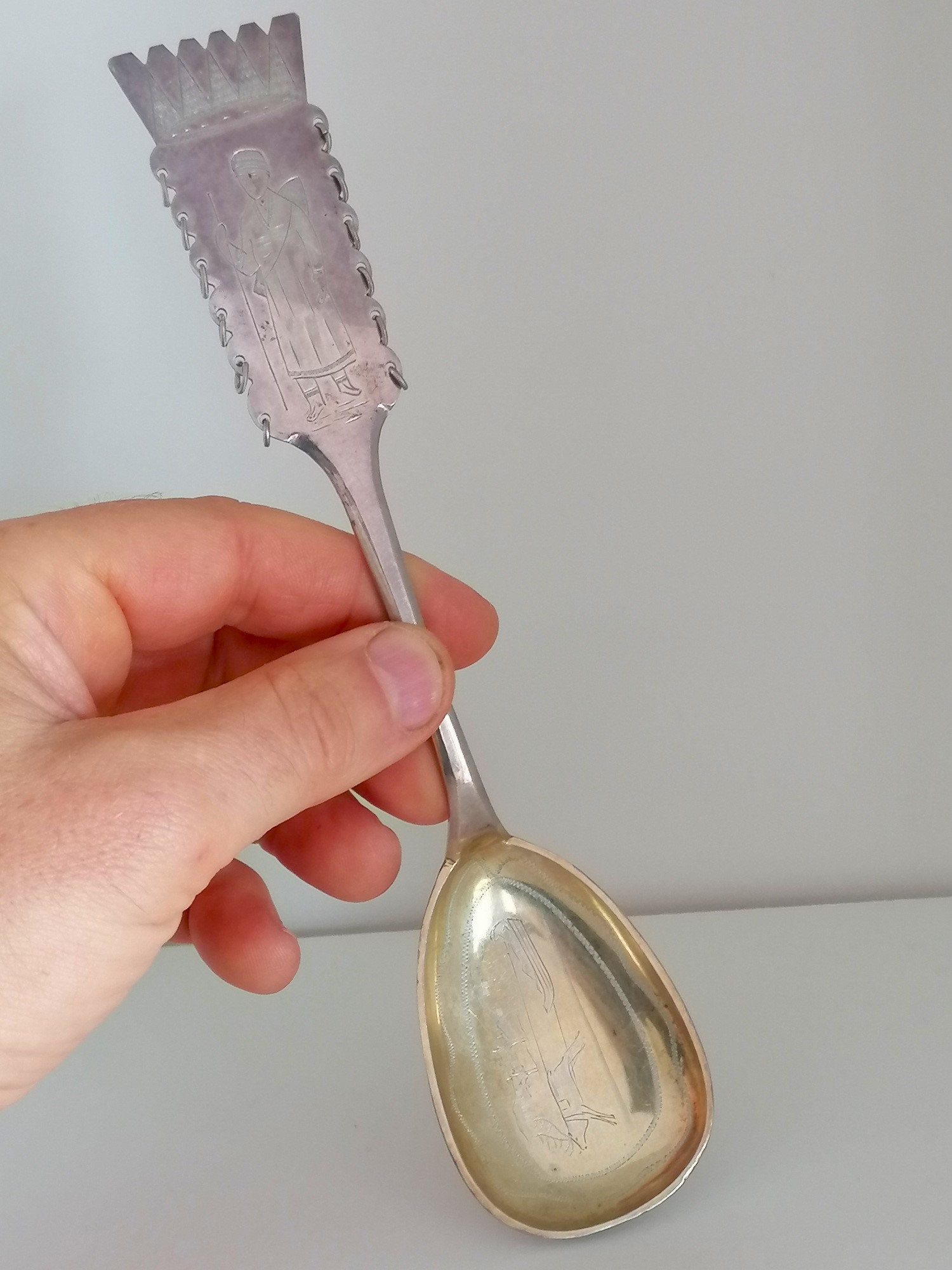 A Traditional Swedish Handmade Same Motif Spoon Signed and Dated 1939 ...
