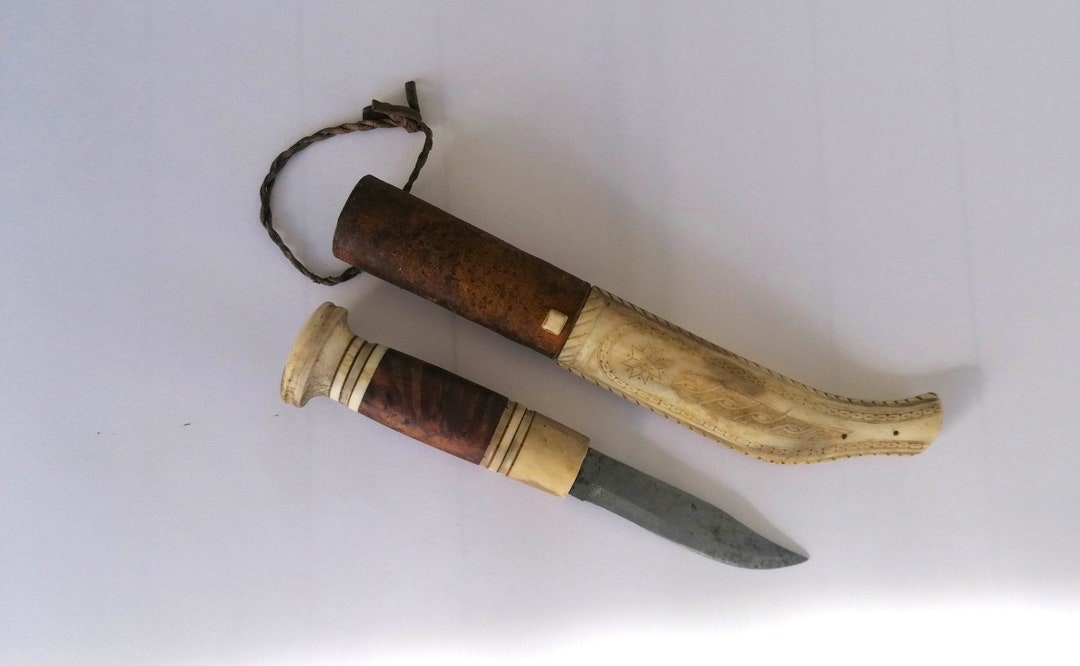 A Large Antique Handcrafted Signed Nordic Same/sami Knife With Chiseled ...
