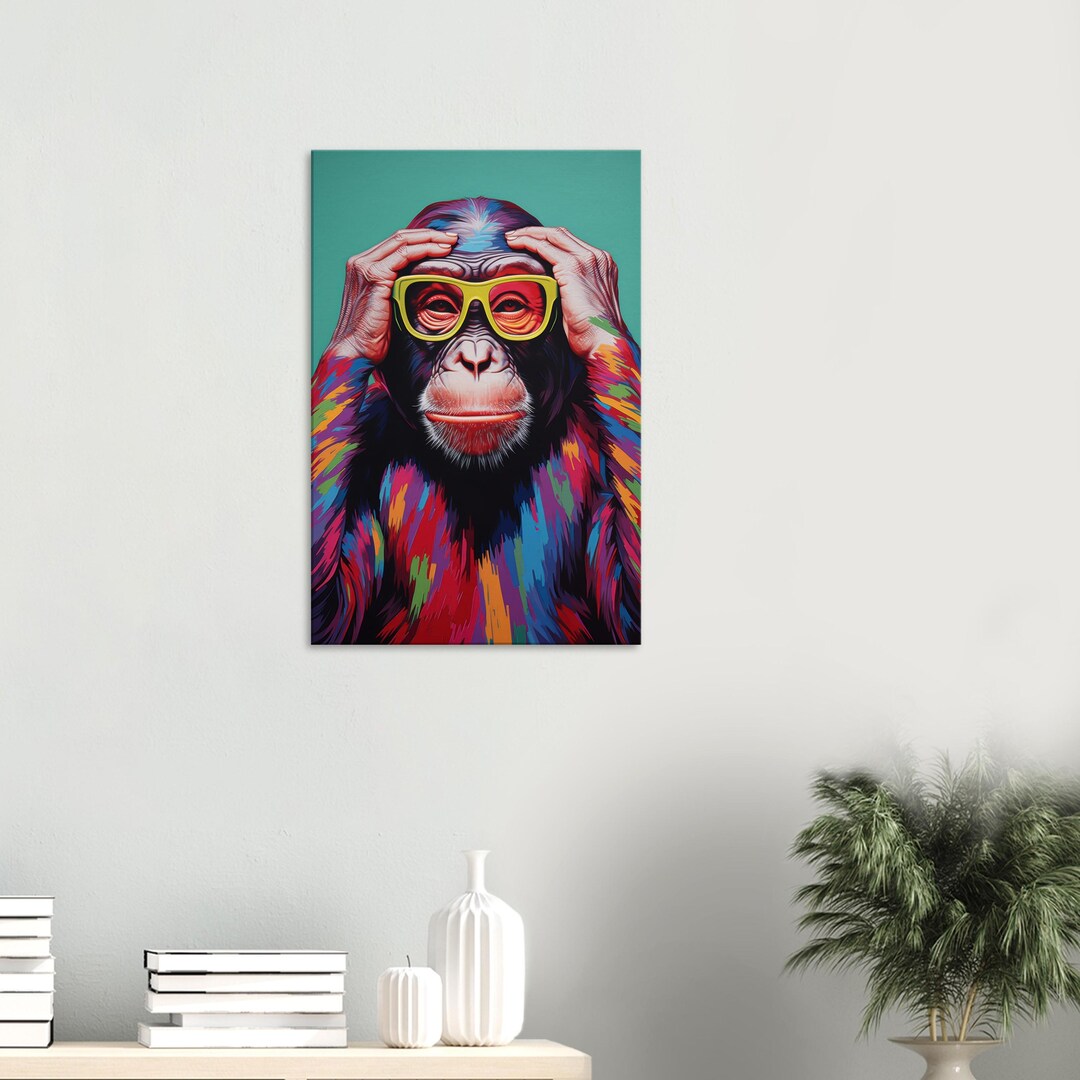 Colorful Cool Monkey - Vibrant Canvas Print - Etsy