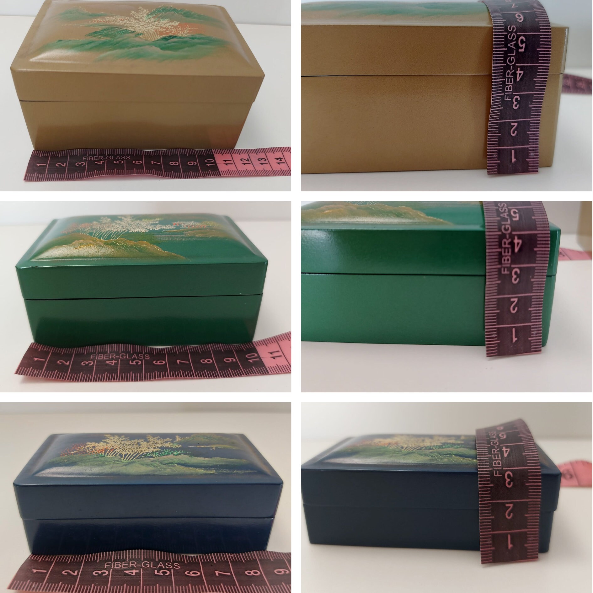 Set of 5 Interlocking Rectangular Lacquered Chinese Jewelry Boxes ...