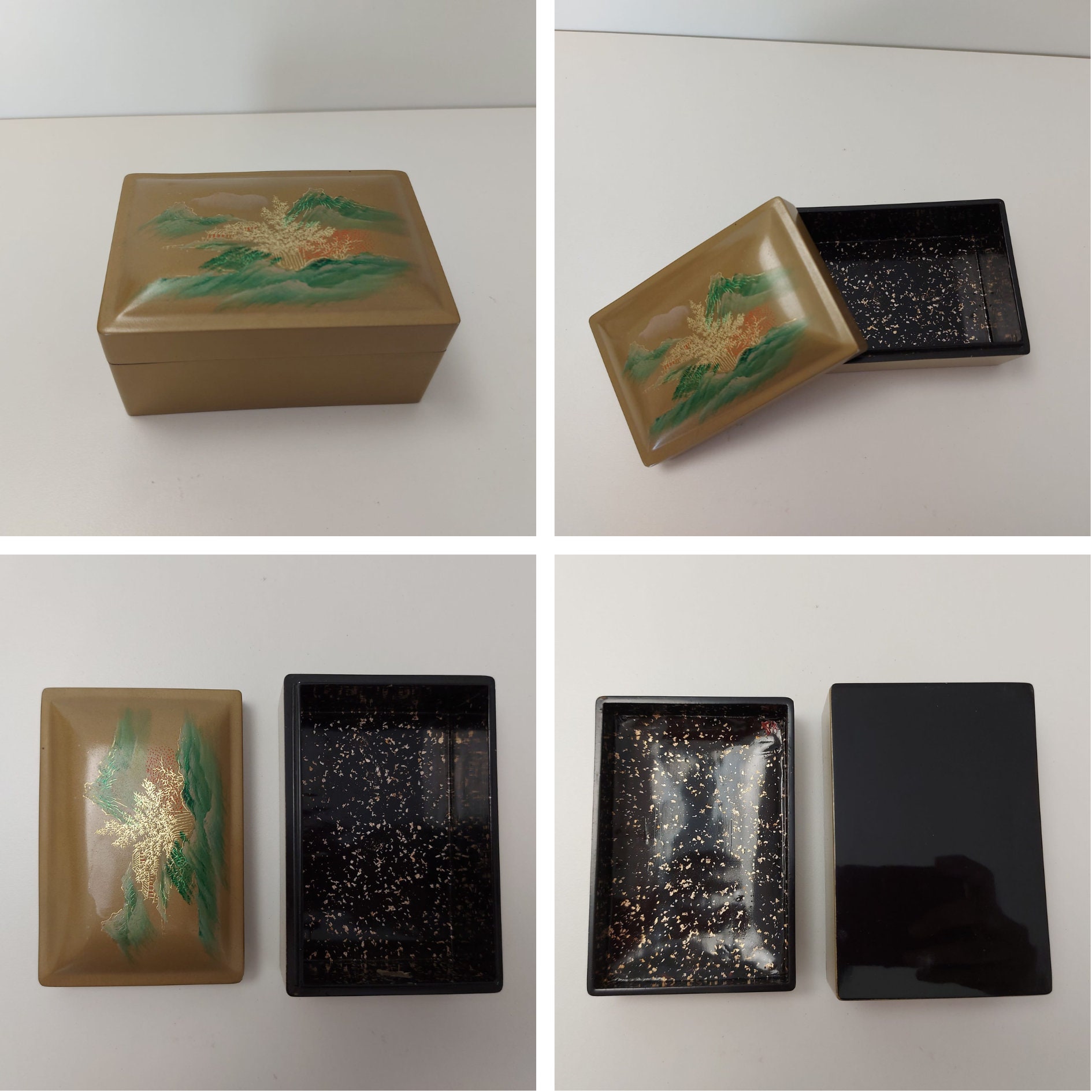 Set of 5 Interlocking Rectangular Lacquered Chinese Jewelry Boxes ...