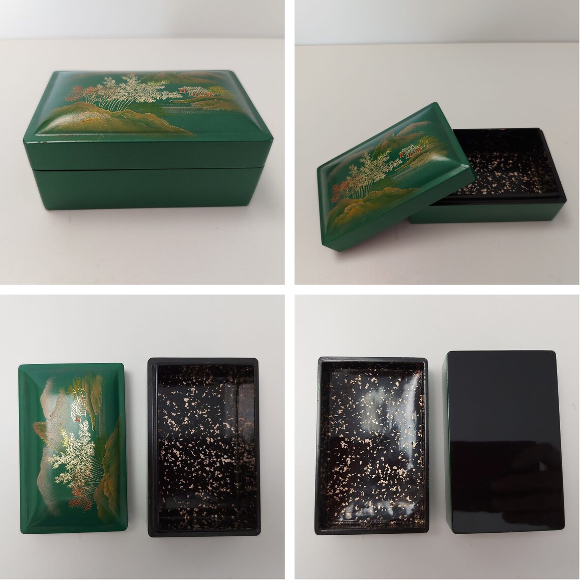 Set of 5 Interlocking Rectangular Lacquered Chinese Jewelry Boxes ...