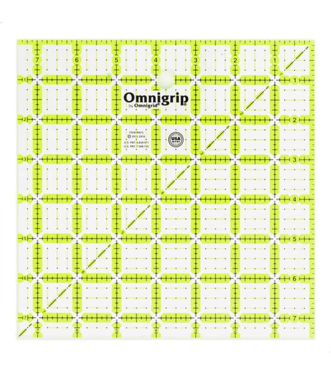 7.5 Inch Square Omnigrip by Omnigrid Green Tint Quilting Ruler - Etsy