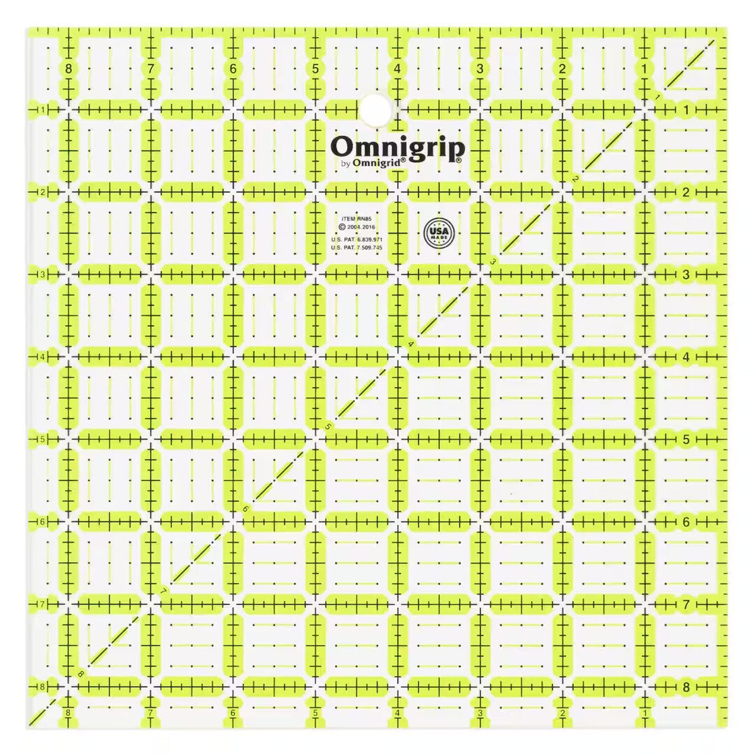8.5 Inch Square Omnigrip by Omnigrid Green Tint Quilting Ruler - Etsy