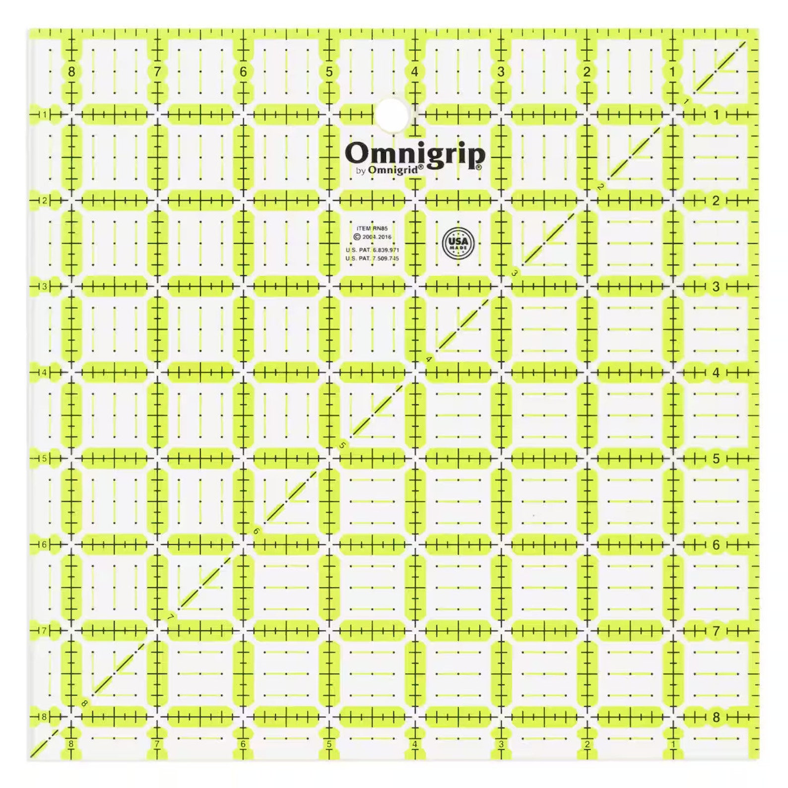 8.5 Inch Square Omnigrip by Omnigrid Green Tint Quilting Ruler - Etsy