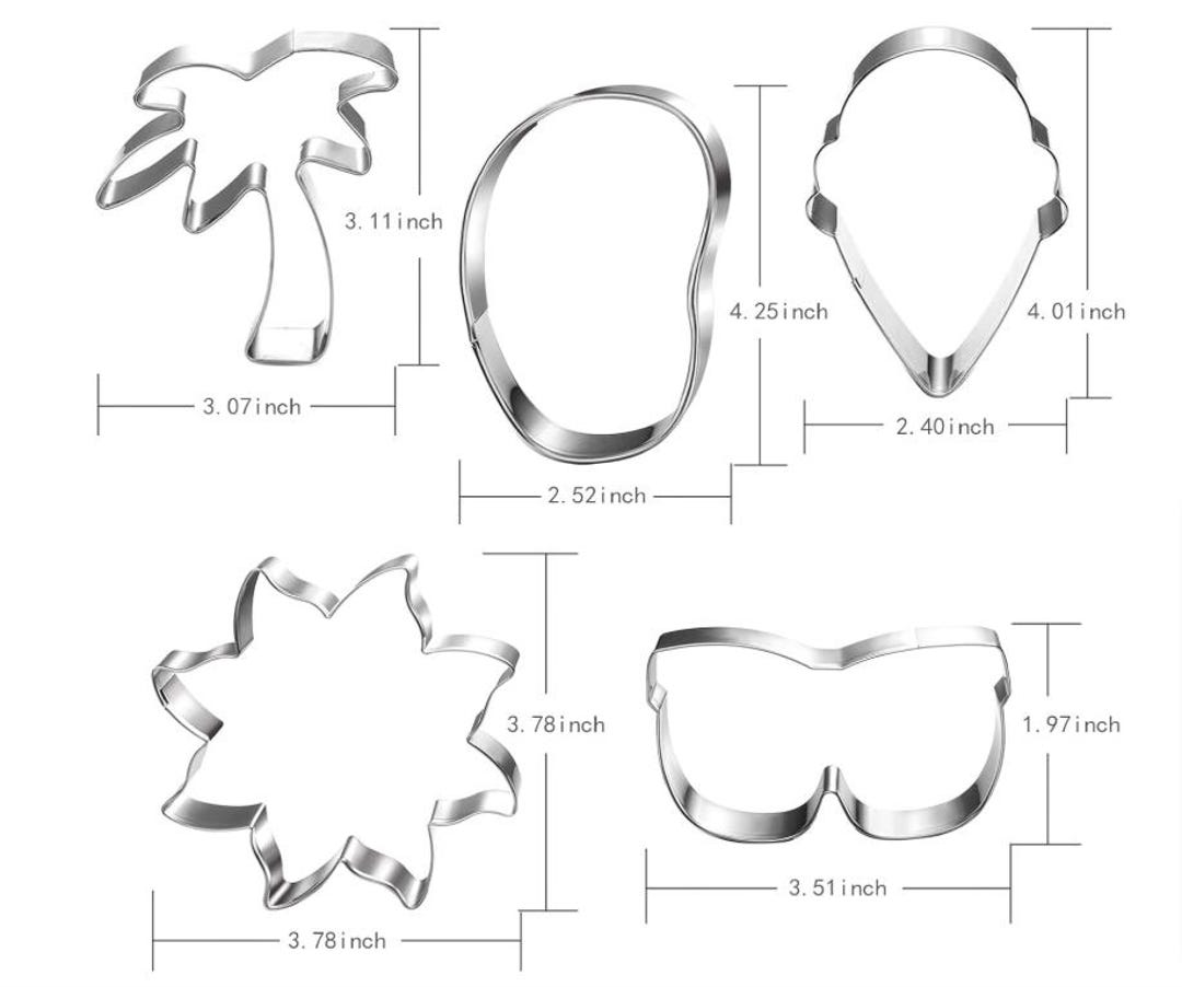 Summer Cookie Cutter Flip Flop, Sunglasses, Sun, Ice Cream, Palm Tree ...
