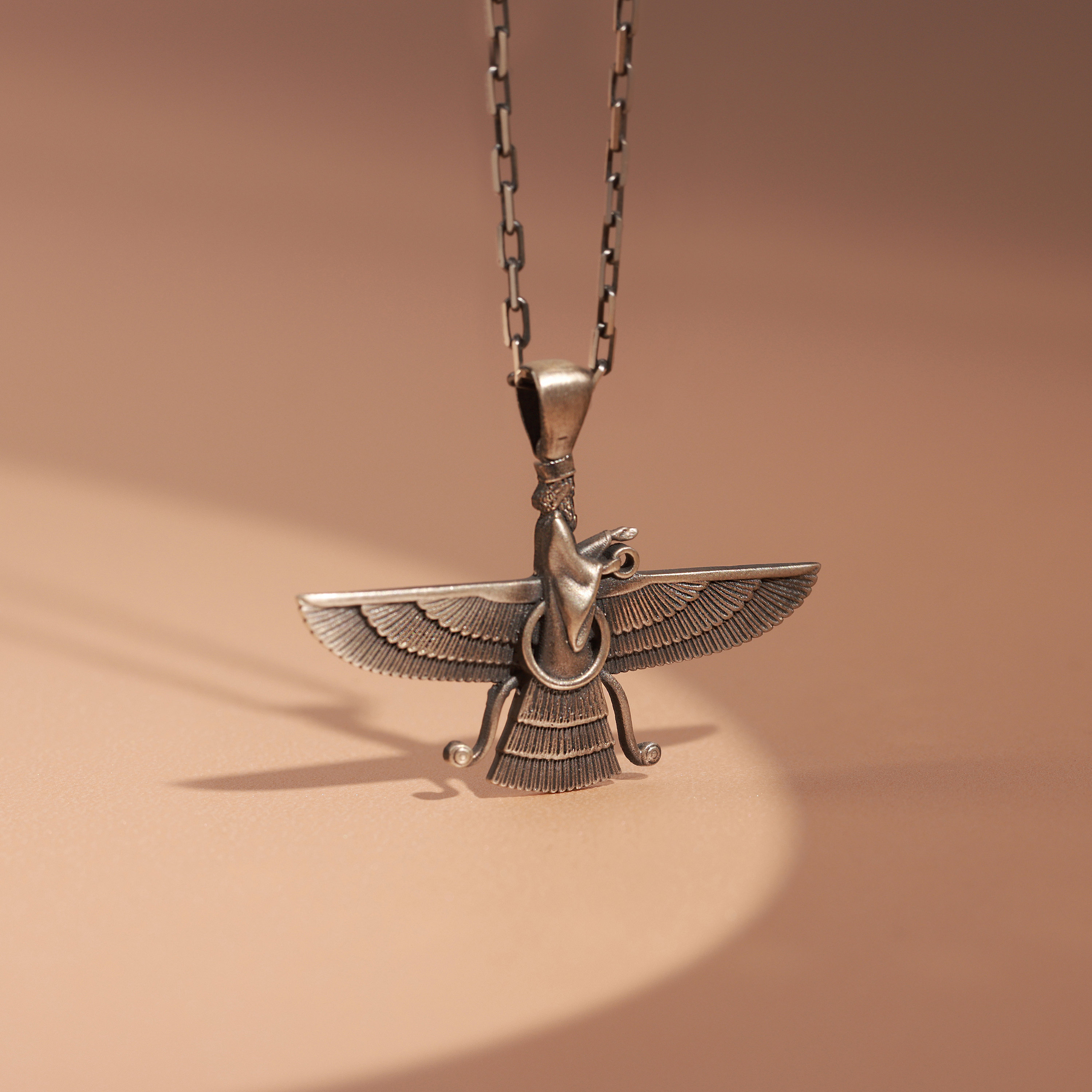 Minimalist Faravahar Necklace for Girlfriend in Silver, 14K Gold ...