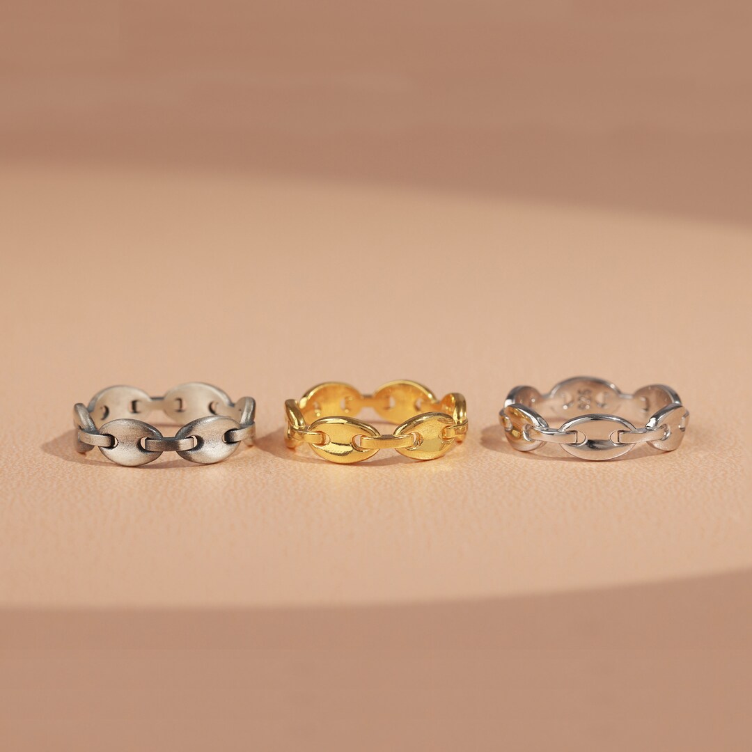 Unique Mariner Chain Wedding Band Ring for Wife, Mariner Chain Link ...