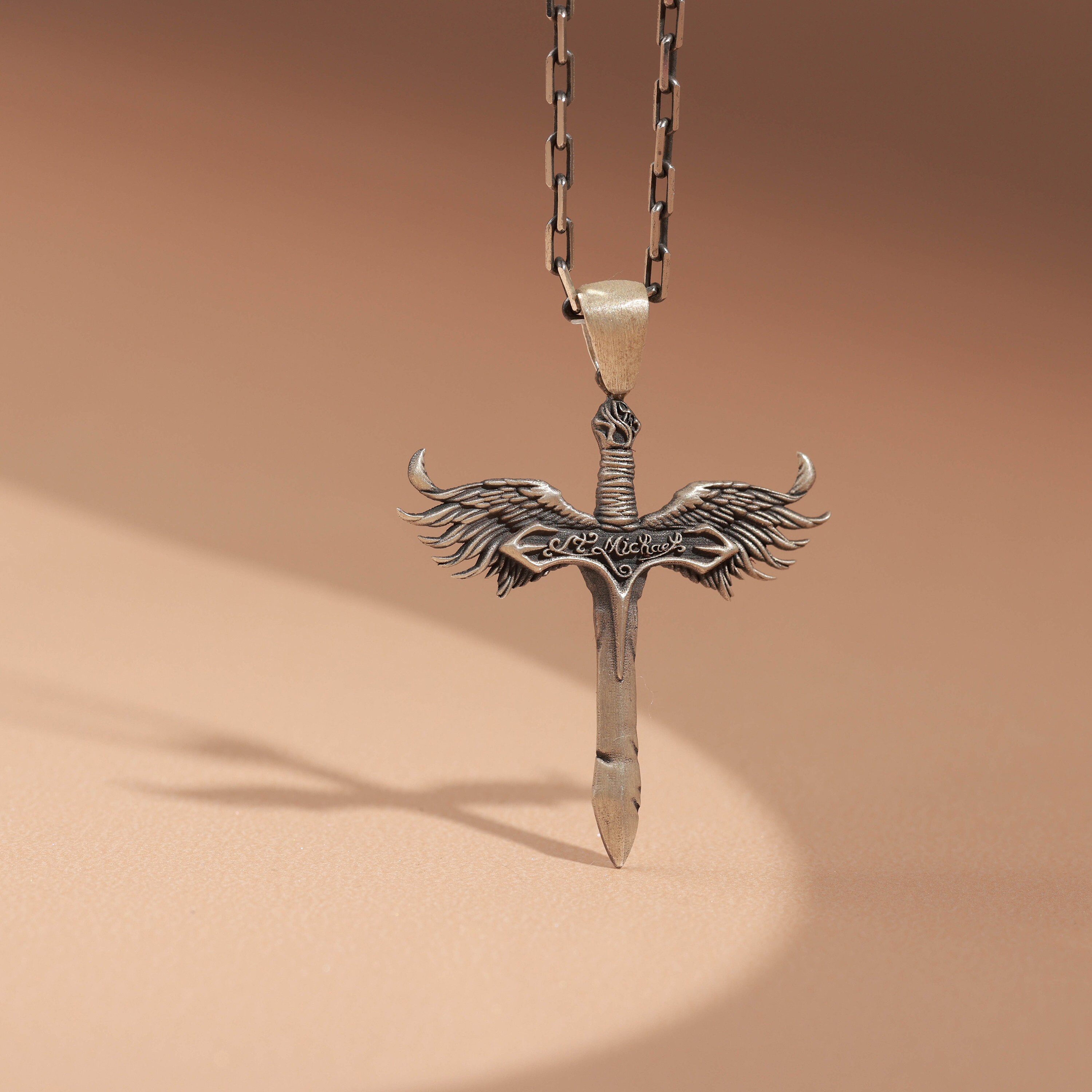 Saint Michael Sword Cross Necklace for Women, St Michael Archangel ...